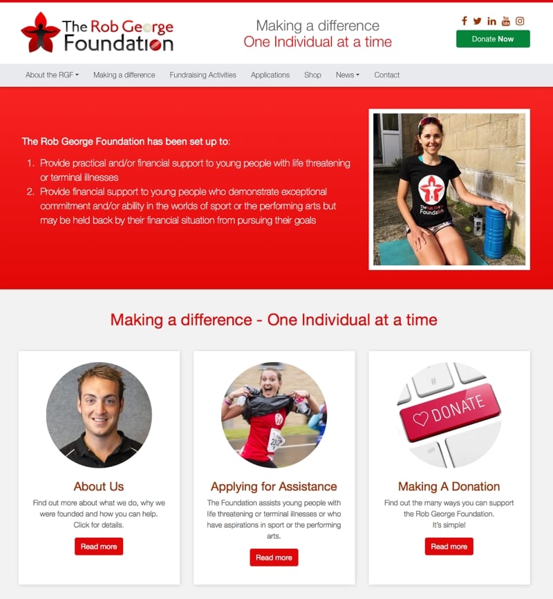 Website relaunch for the RGF - The Rob George Foundation